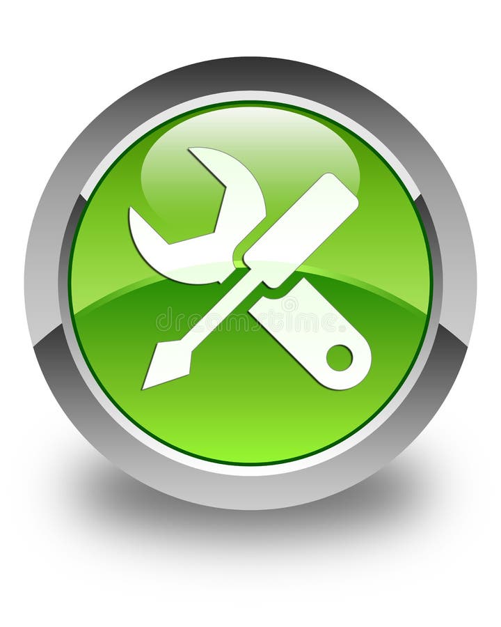 Settings Icon Glossy Green Round Button Stock Illustration ...