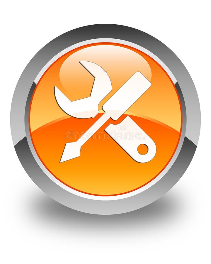 Settings Icon Glossy Orange Round Button Stock Illustration ...