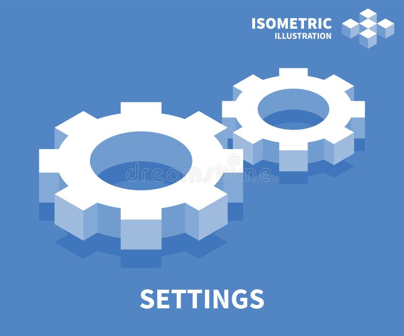Settings Icon. Isometric Template for Web Design in Flat 3D Style Stock ...