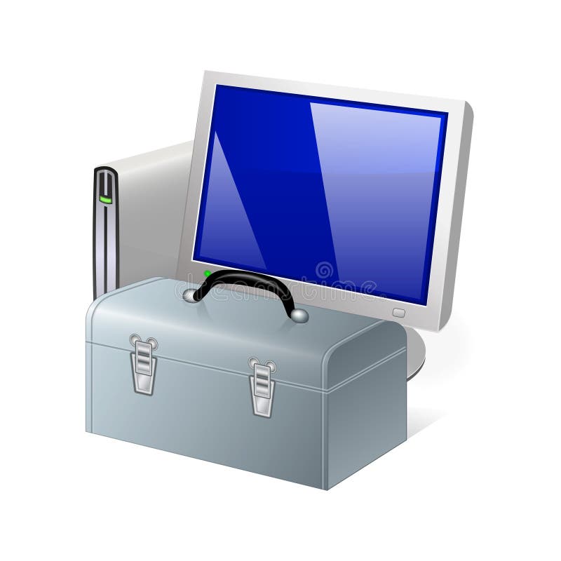 Settings Icon Personal Computer with Monitor and Toolbox Icon Stock ...
