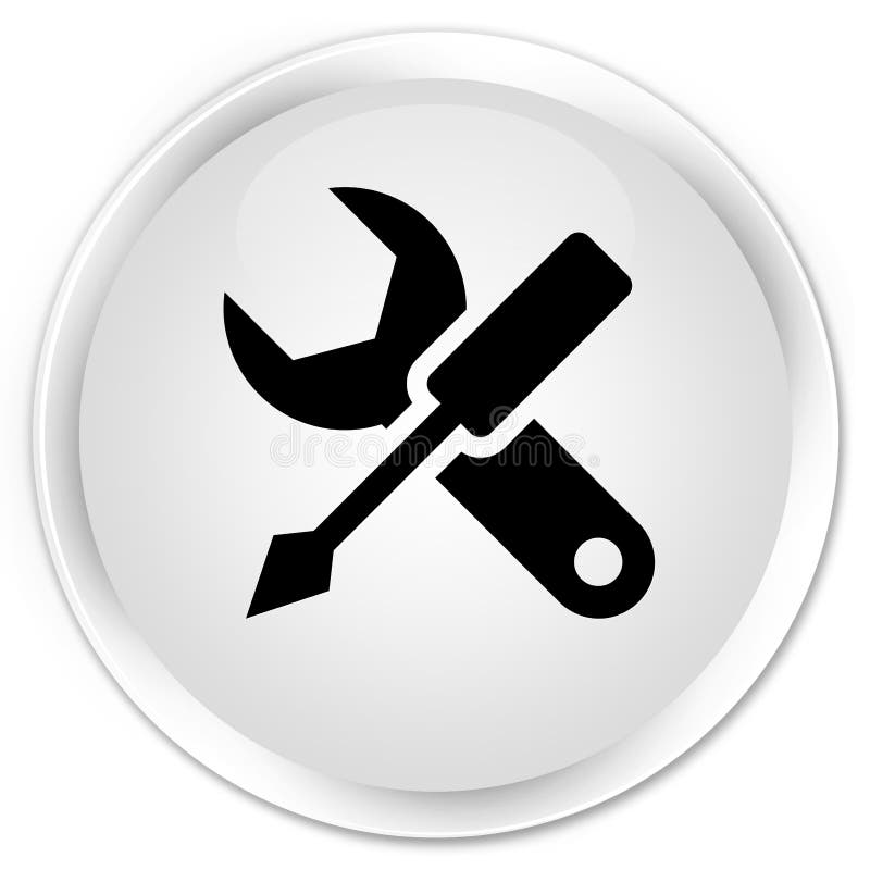 Settings Icon Premium White Round Button Stock Illustration ...