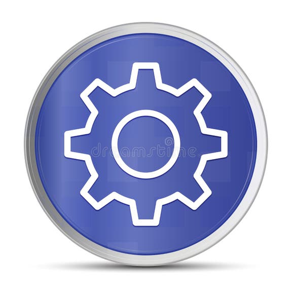 Settings Icon Prime Blue Round Button Vector Illustration Design Silver ...