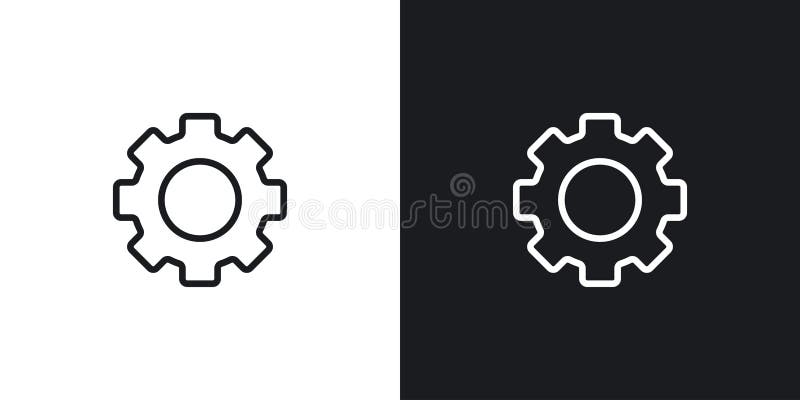 Settings Icon Set. Cogwheel Gear Computer Button in a Black Filled and ...