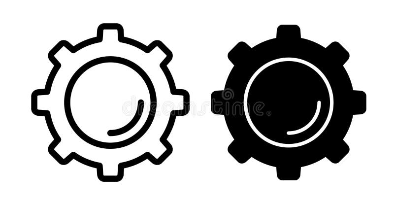 Settings Icon Set. Cogwheel Gear Computer Button in a Black Filled and ...