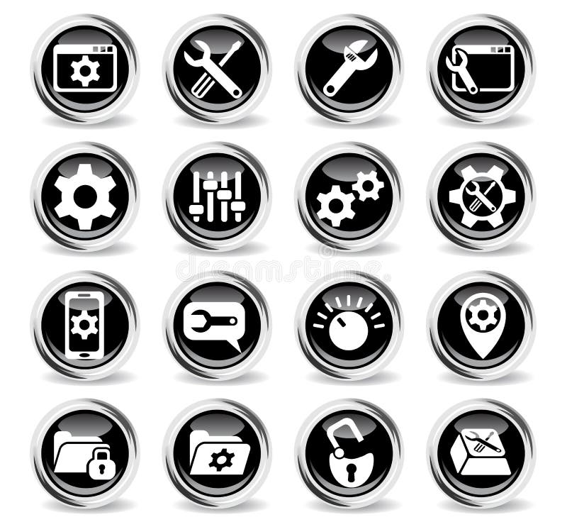 Settings icon set stock illustration. Illustration of adjustable - 88576111