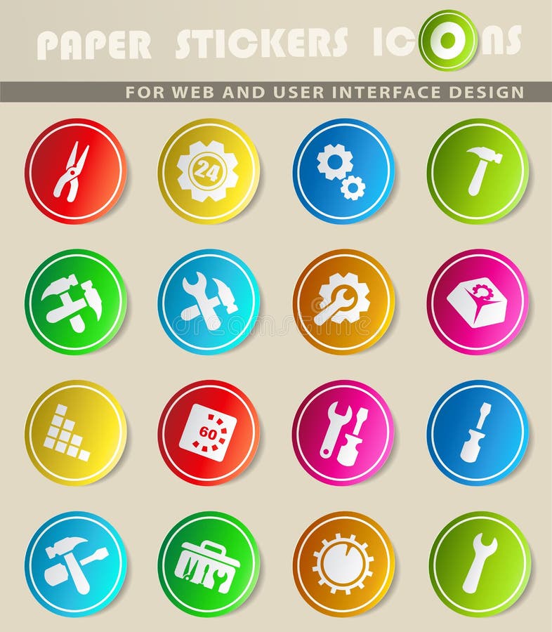 Settings icon set stock illustration. Illustration of paper - 88822502