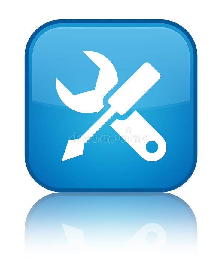 Settings Icon Special Cyan Blue Square Button Stock Illustration ...