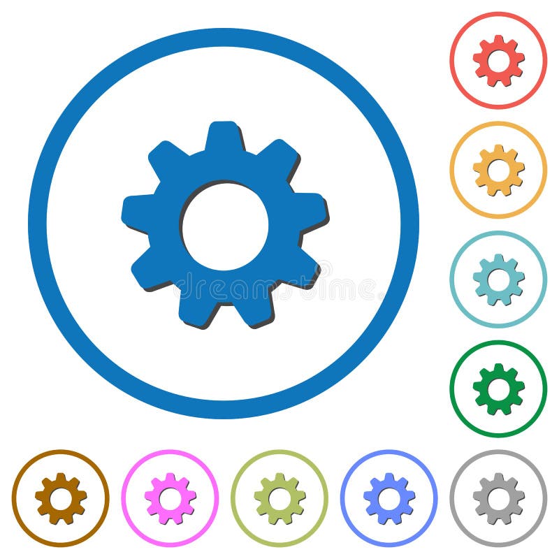 Settings Icons with Shadows and Outlines Stock Vector - Illustration of ...