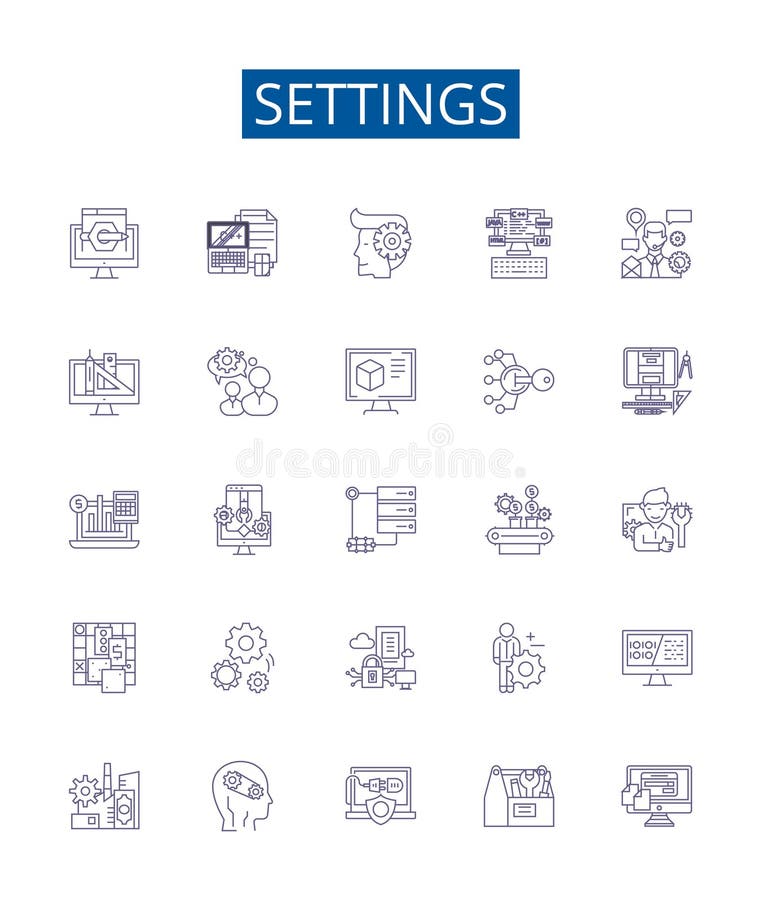 Settings Line Icons Signs Set. Design Collection of Configure ...