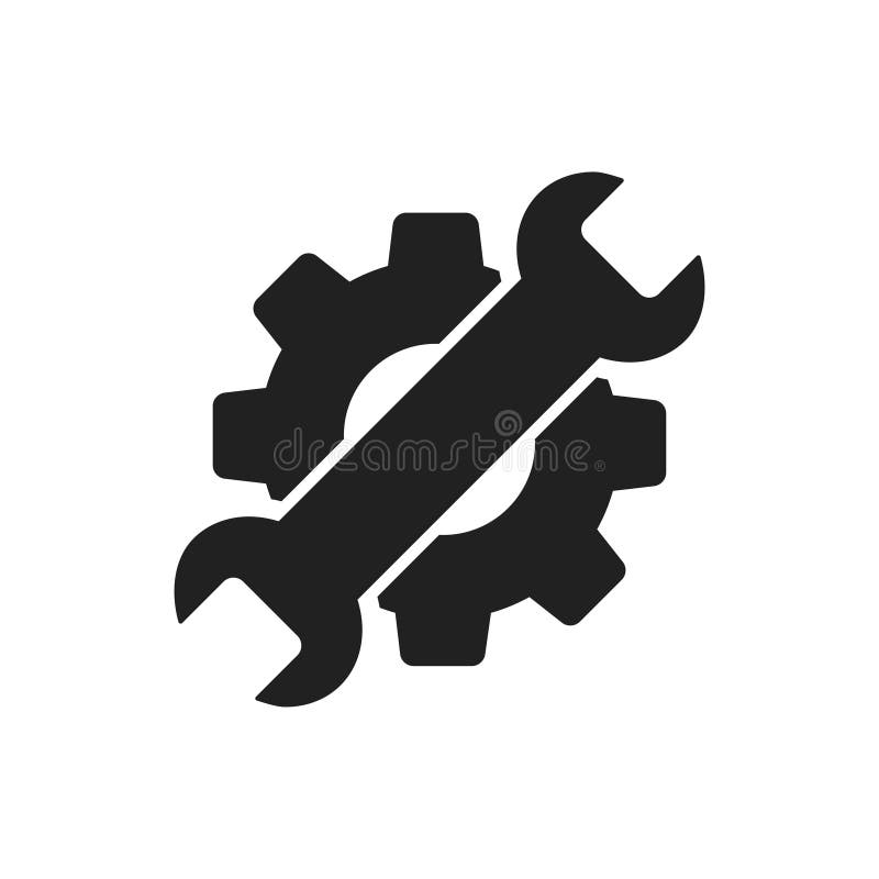 Maintenance Symbol - Screwdriver, Spanner and Cogwheel Icon Isolated on ...