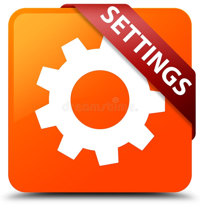 Settings Orange Square Button Red Ribbon in Corner Stock Illustration ...