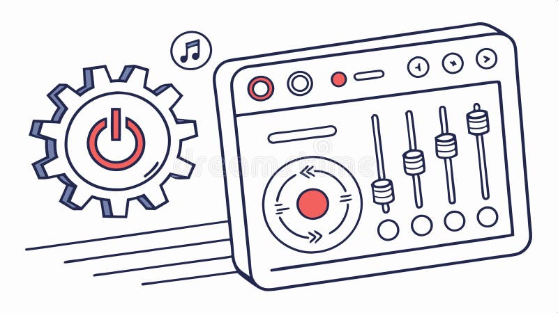 Settings Panel with Gears and Controls, System Settings, User Interface ...