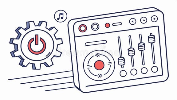 Settings Panel with Gears and Controls, System Settings, User Interface, Options Menu, Control ...