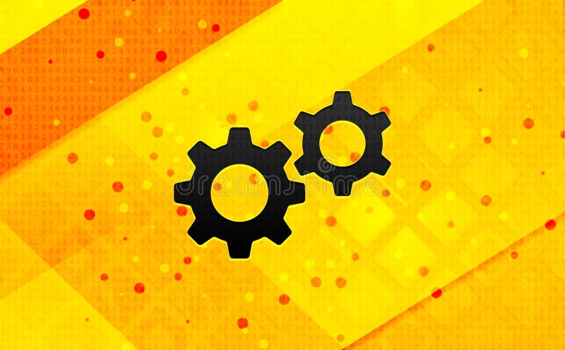 Settings Process Icon Abstract Digital Banner Yellow Background Stock ...