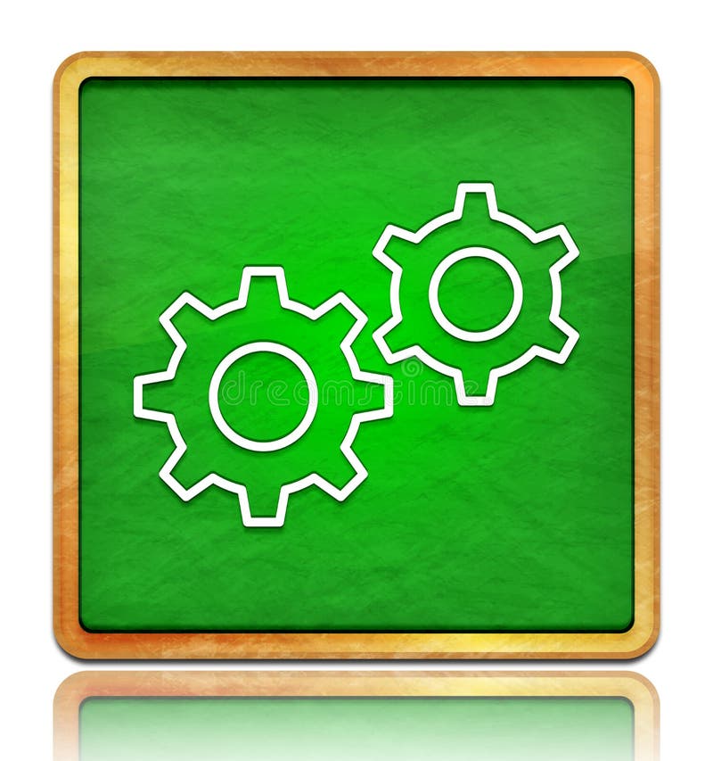 Settings Process Icon Chalk Board Green Square Button Slate Texture ...