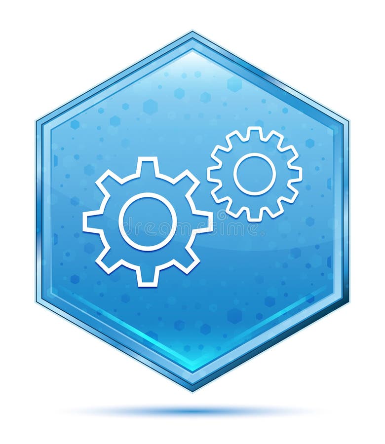 Settings Process Icon Crystal Blue Hexagon Button Stock Illustration ...