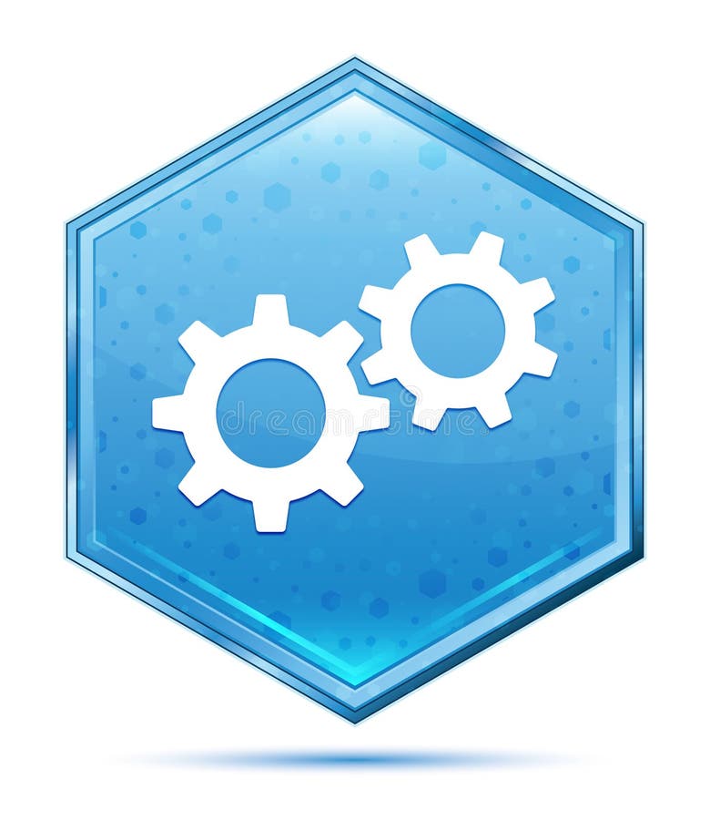 Settings Process Icon Crystal Blue Hexagon Button Stock Illustration ...