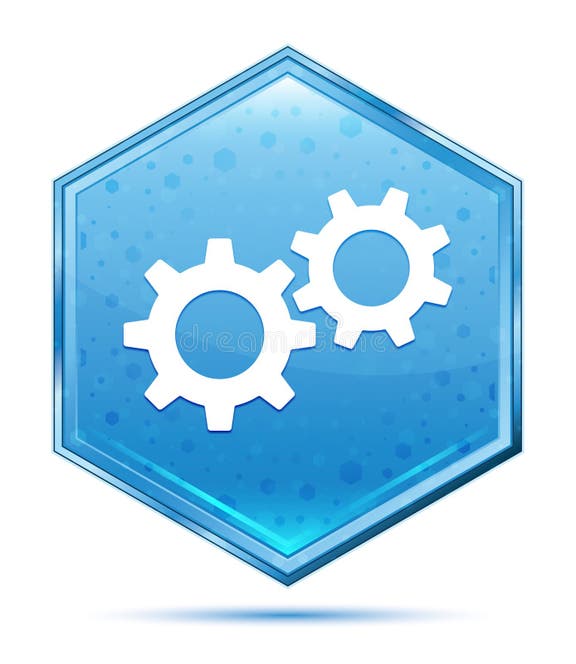 Settings Process Icon Crystal Blue Hexagon Button Stock Illustration ...