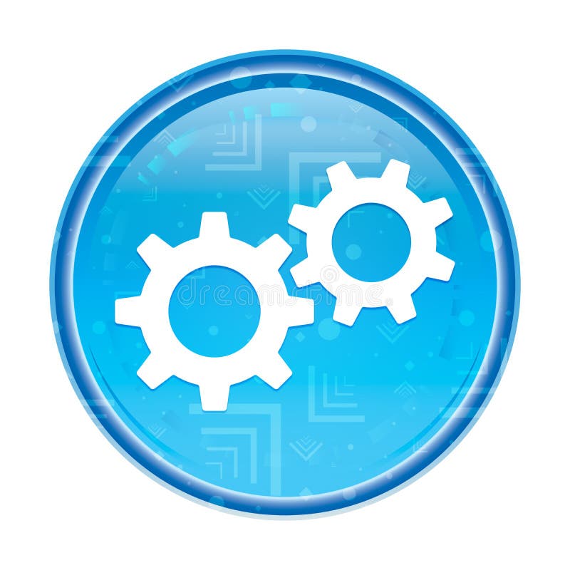 Settings Process Icon Floral Blue Round Button Stock Illustration ... Settings Process Icon Floral Blue Round Button Stock Illustration ...
