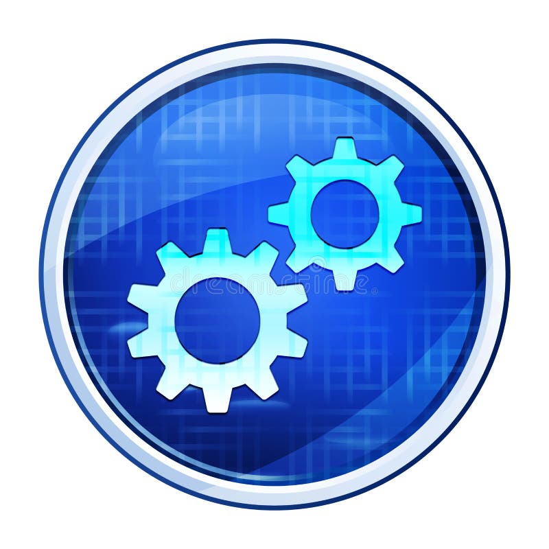 Settings Process Icon Futuristic Blue Round Button Vector Illustration ...