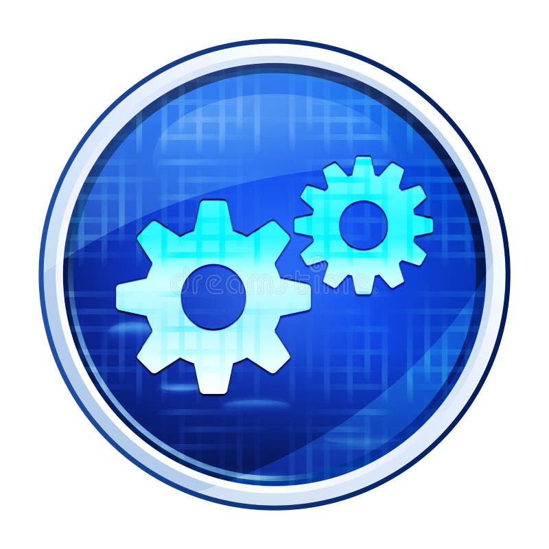 Settings Process Icon Futuristic Blue Round Button Vector Illustration ...