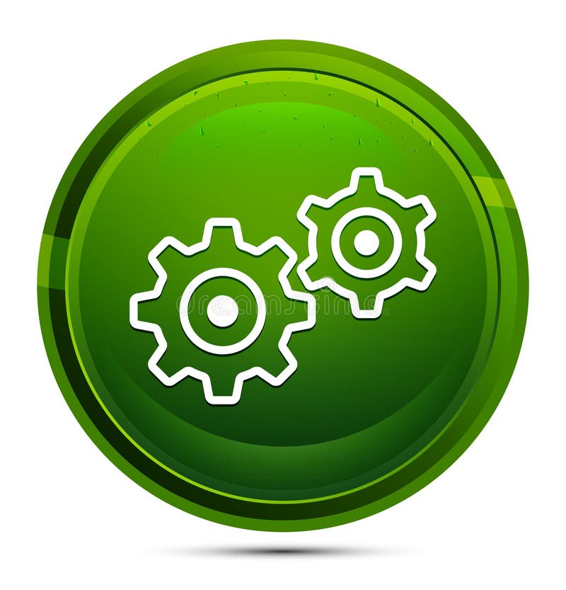 Settings Process Icon Glassy Green Round Button Illustration Stock ...