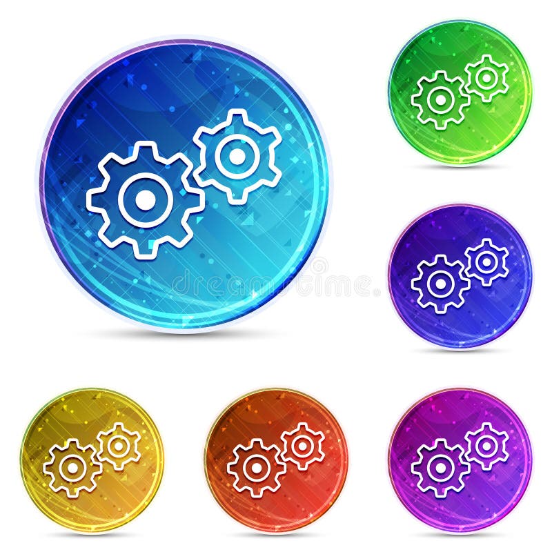 Settings Process Icon Digital Abstract Round Buttons Set Illustration ...