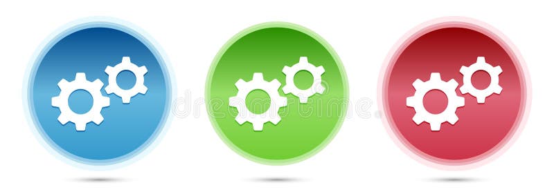 Settings Process Icon Glass Round Buttons Set Illustration Stock Vector ...