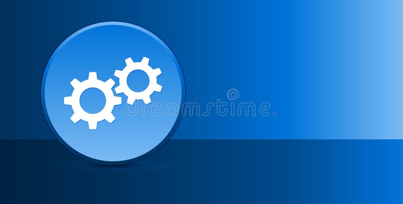 Settings Process Icon Glassy Modern Blue Button Abstract Background ...