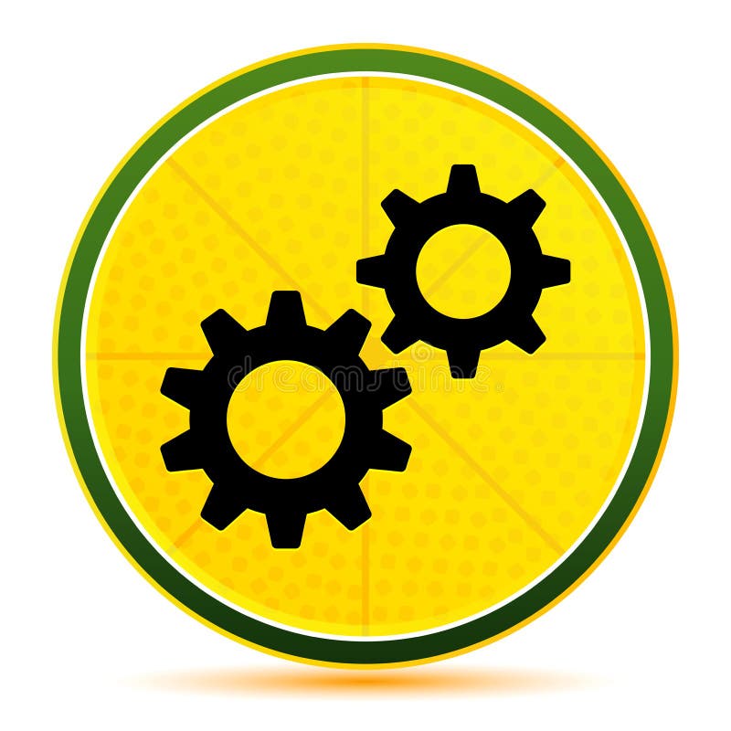 Settings Process Icon Lemon Lime Yellow Round Button Illustration Stock ...