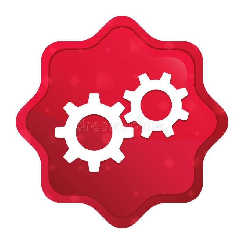 Settings Process Icon Misty Rose Red Starburst Sticker Button Stock ...