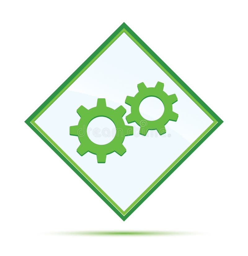 Settings Process Icon Modern Abstract Green Diamond Button Stock ...