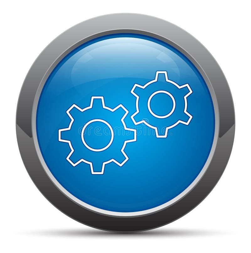 Settings Process Icon Premium Blue Round Button Vector Illustration ...