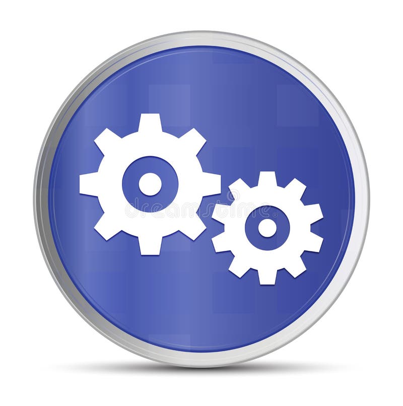 Settings Process Icon Prime Blue Round Button Vector Illustration ...