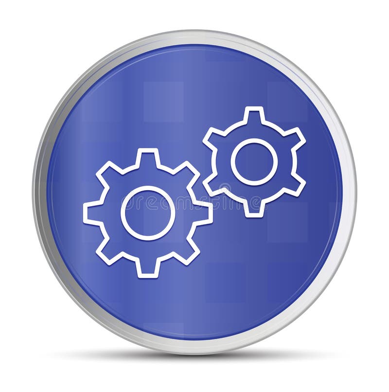 Settings Process Icon Prime Blue Round Button Vector Illustration ...