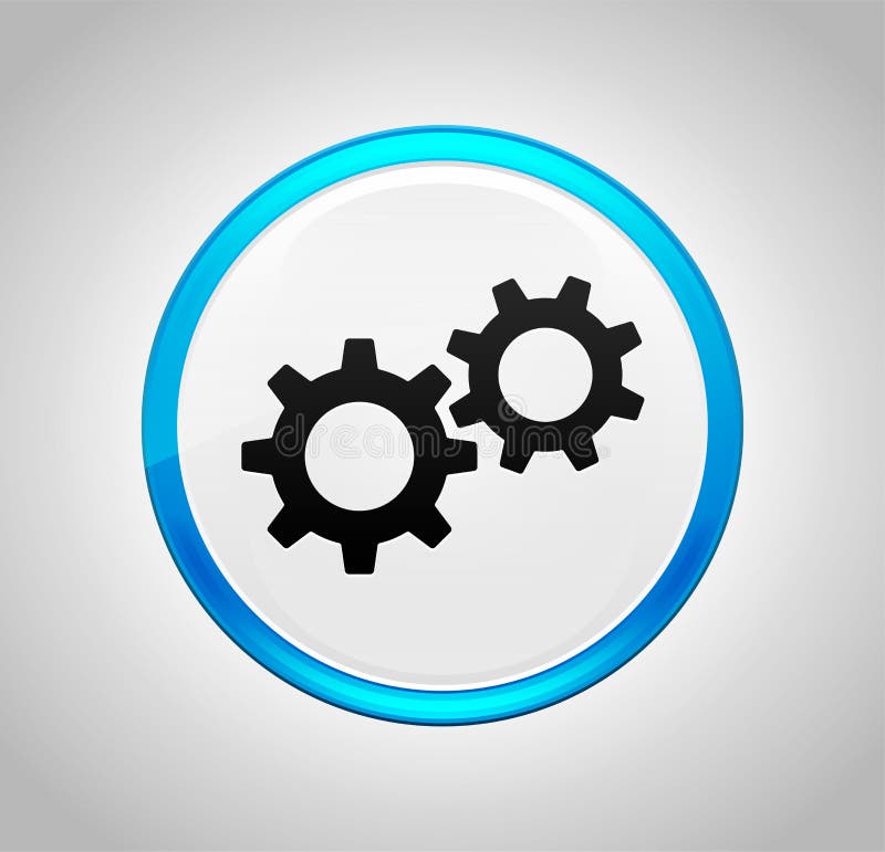 Settings Process Icon Round Blue Push Button Stock Illustration ...
