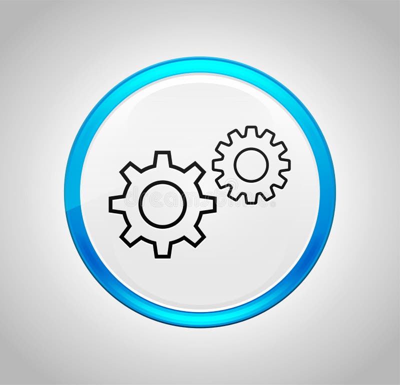 Settings Process Icon Round Blue Push Button Stock Illustration ...