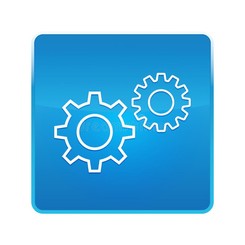 Settings Process Icon Shiny Blue Square Button Stock Illustration ...