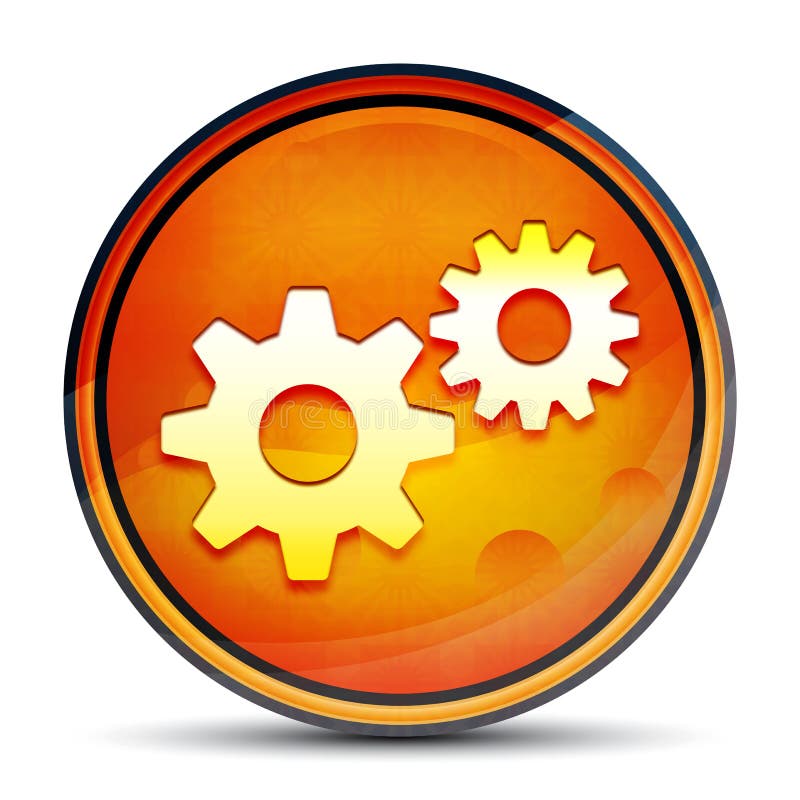 Settings Process Icon Shiny Bright Orange Round Button Illustration ...