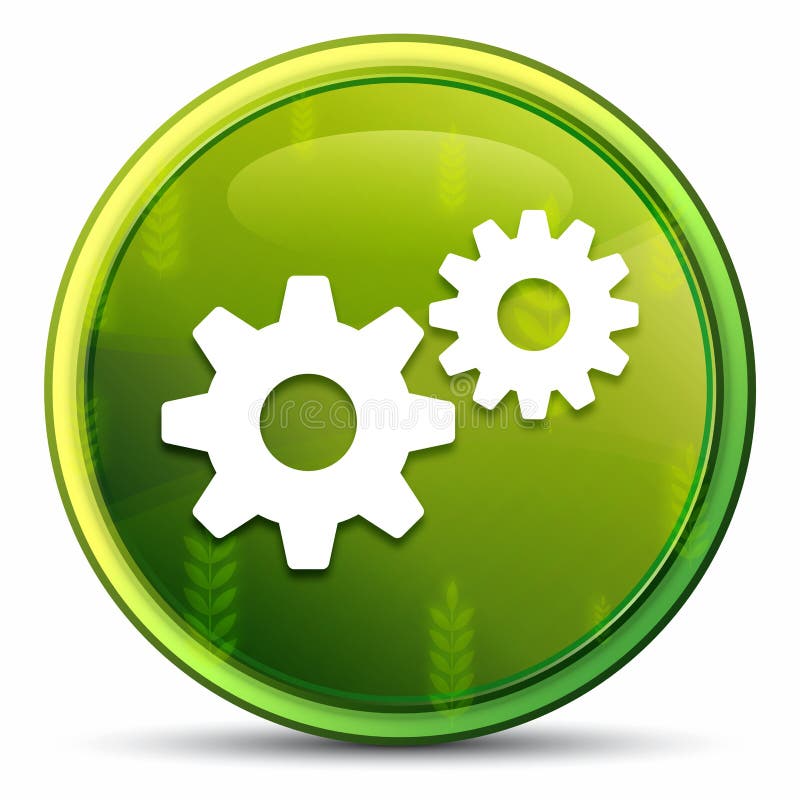 Settings Process Icon Spring Bright Natural Green Round Button ...