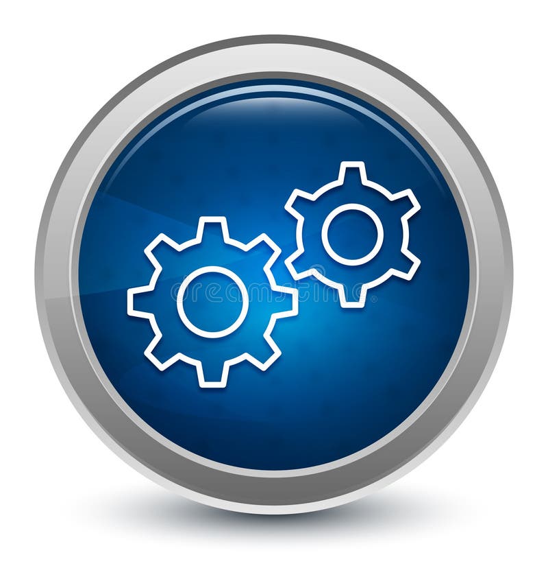 Settings Process Icon Starburst Shiny Blue Round Button Illustration ...