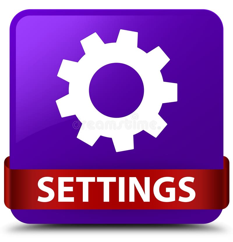 Settings Purple Square Button Red Ribbon in Middle Stock Illustration ...