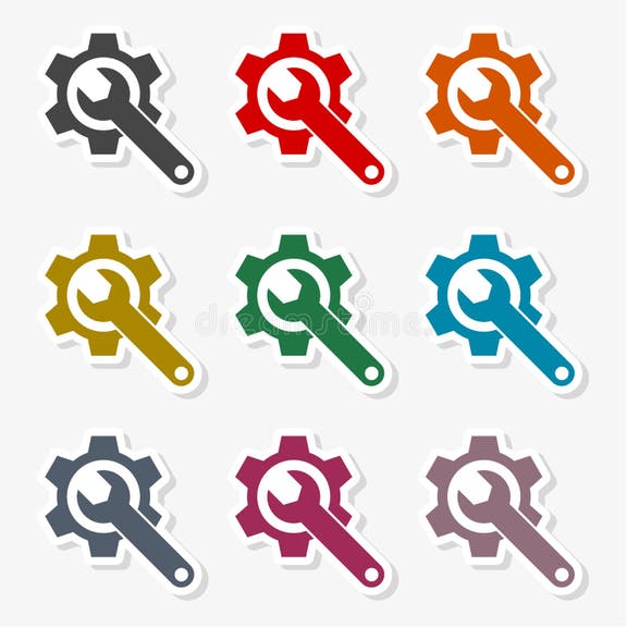 Settings sticker icons stock vector. Illustration of composition ...