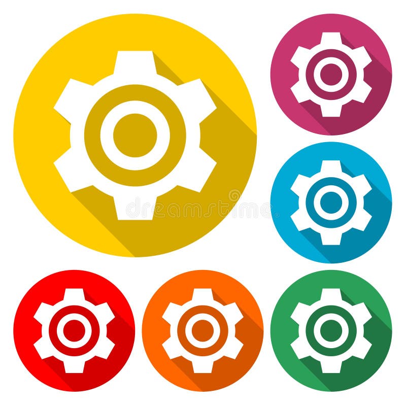 Settings sticker icons set stock vector. Illustration of engineering ...