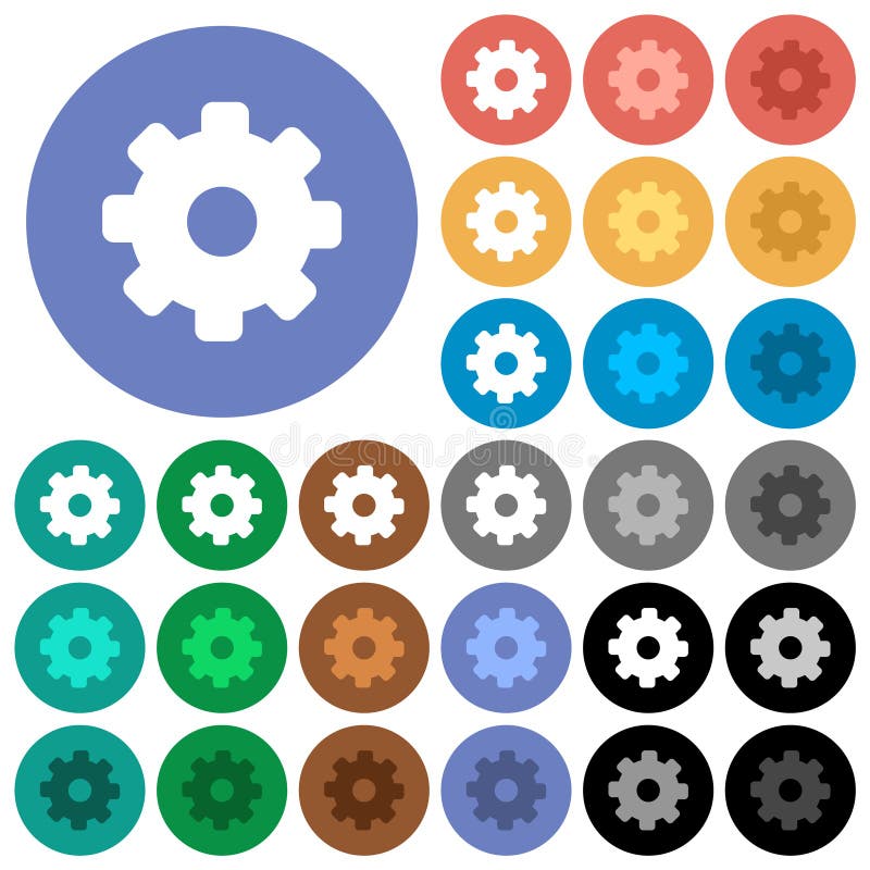 Settings Solid Round Flat Multi Colored Icons Stock Vector ...