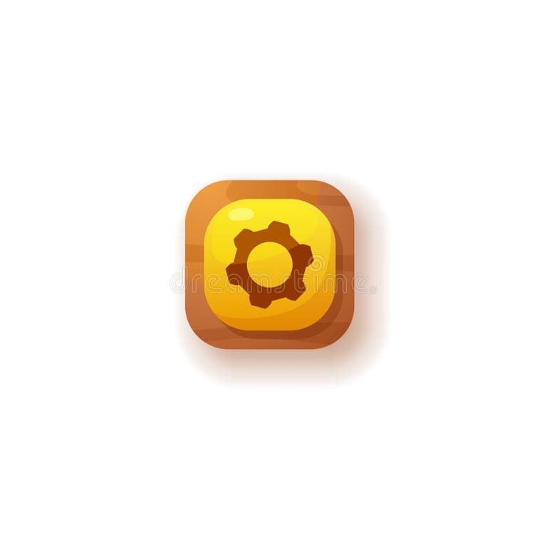 Settings Ui Button Vector Icon, Push Button Yellow Square Symbol, Cartoon Keyboard Item, GUI ...