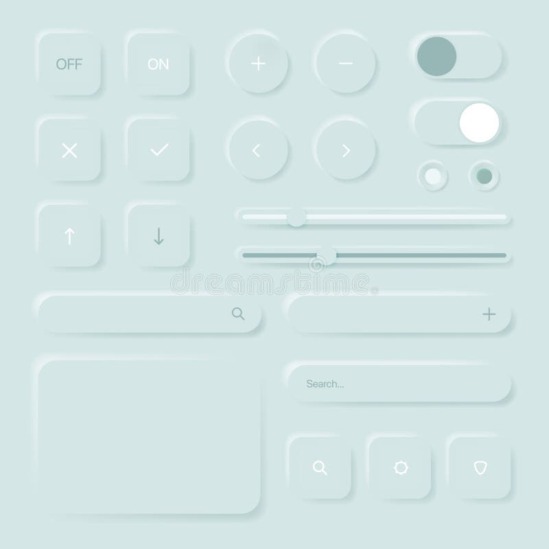 Settings User Interface. Light Isolated Buttons for Smartphone Display ...