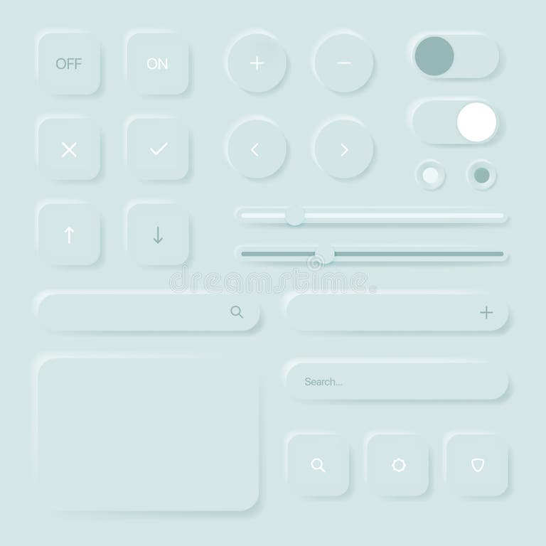 Settings User Interface. Light Isolated Buttons for Smartphone Display ...