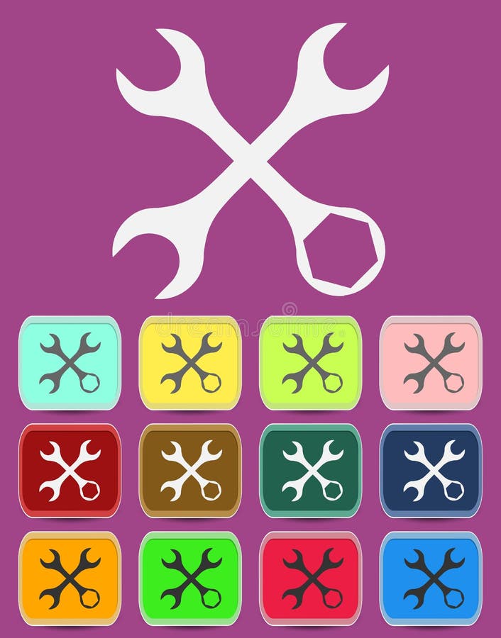 Settings Wrench Icon with Color Variations, Vector Stock Vector ...