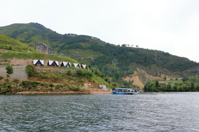 Settlement Alongside Lake Koman in Albania Editorial Photography ...